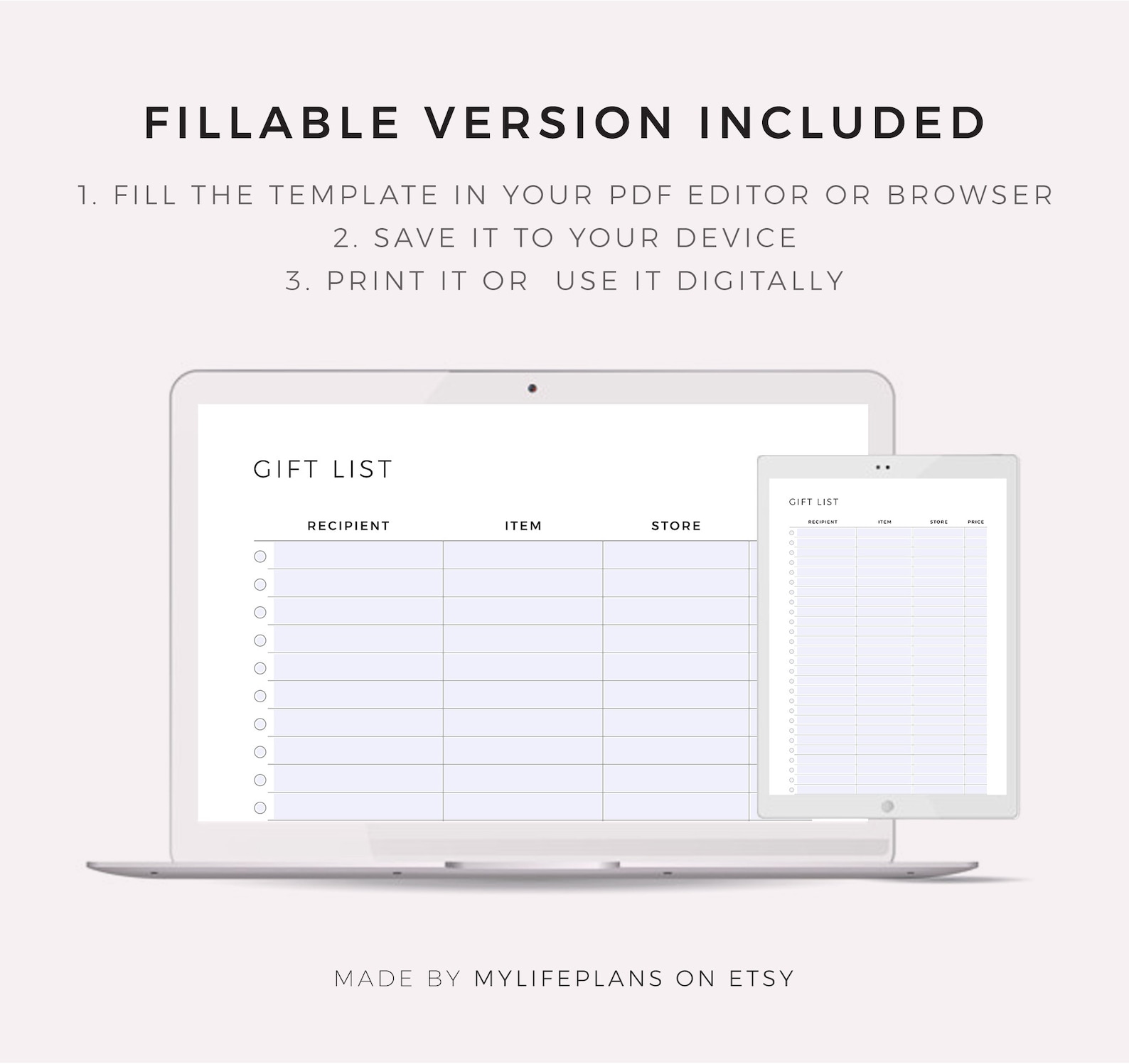 Simple Gift List Planner Printable Gift Ideas Gift Tracker - Etsy