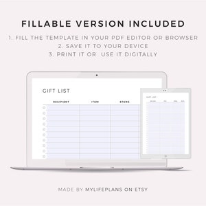 Simple Gift List Planner Printable, Gift Ideas, Gift Tracker, Gift ...