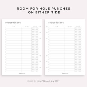 Audiobook Log Printable, Audiobook Tracker & Journal, Book Lovers ...