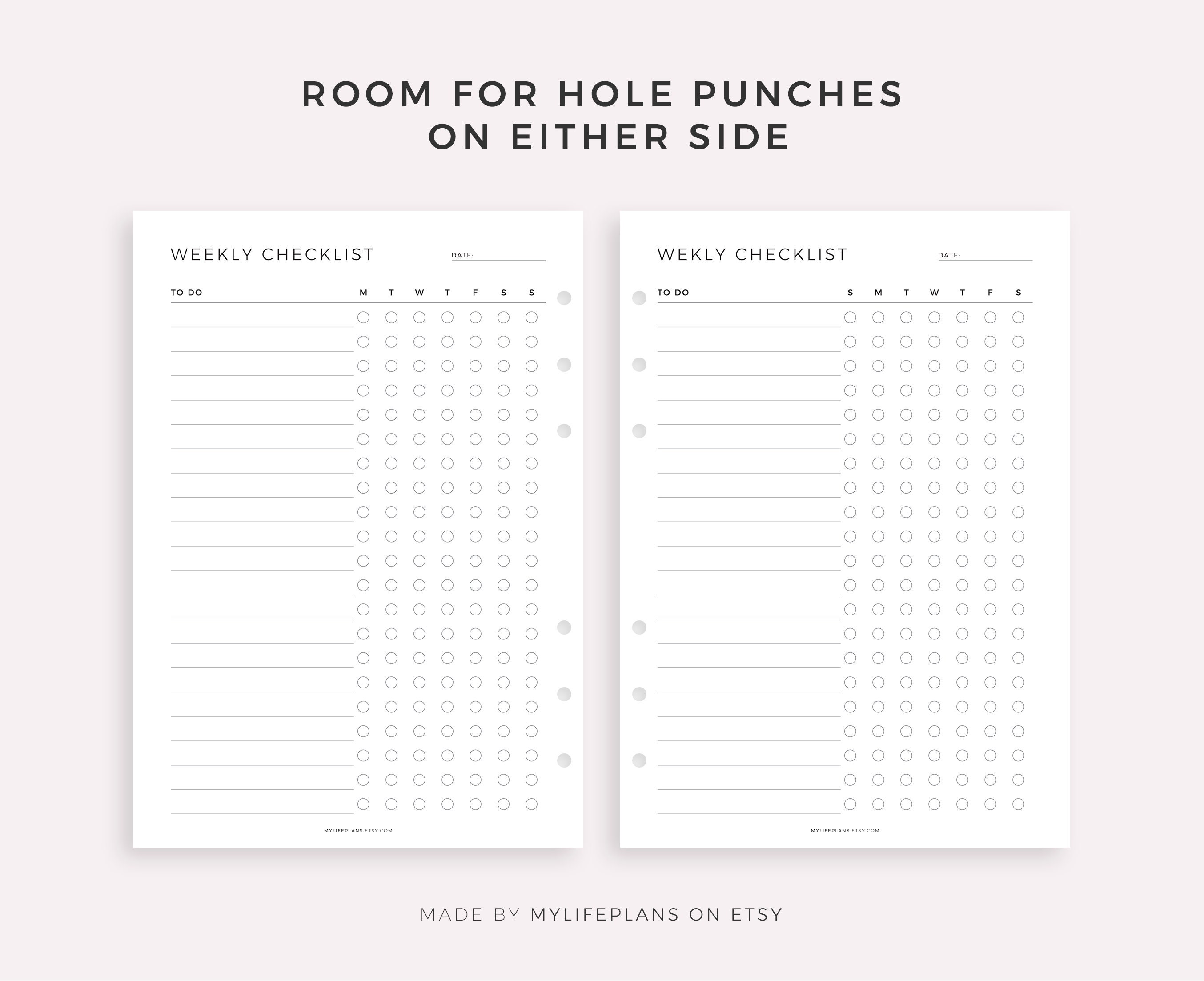 Weekly Checklist Printable & Fillable Weekly to Do List - Etsy