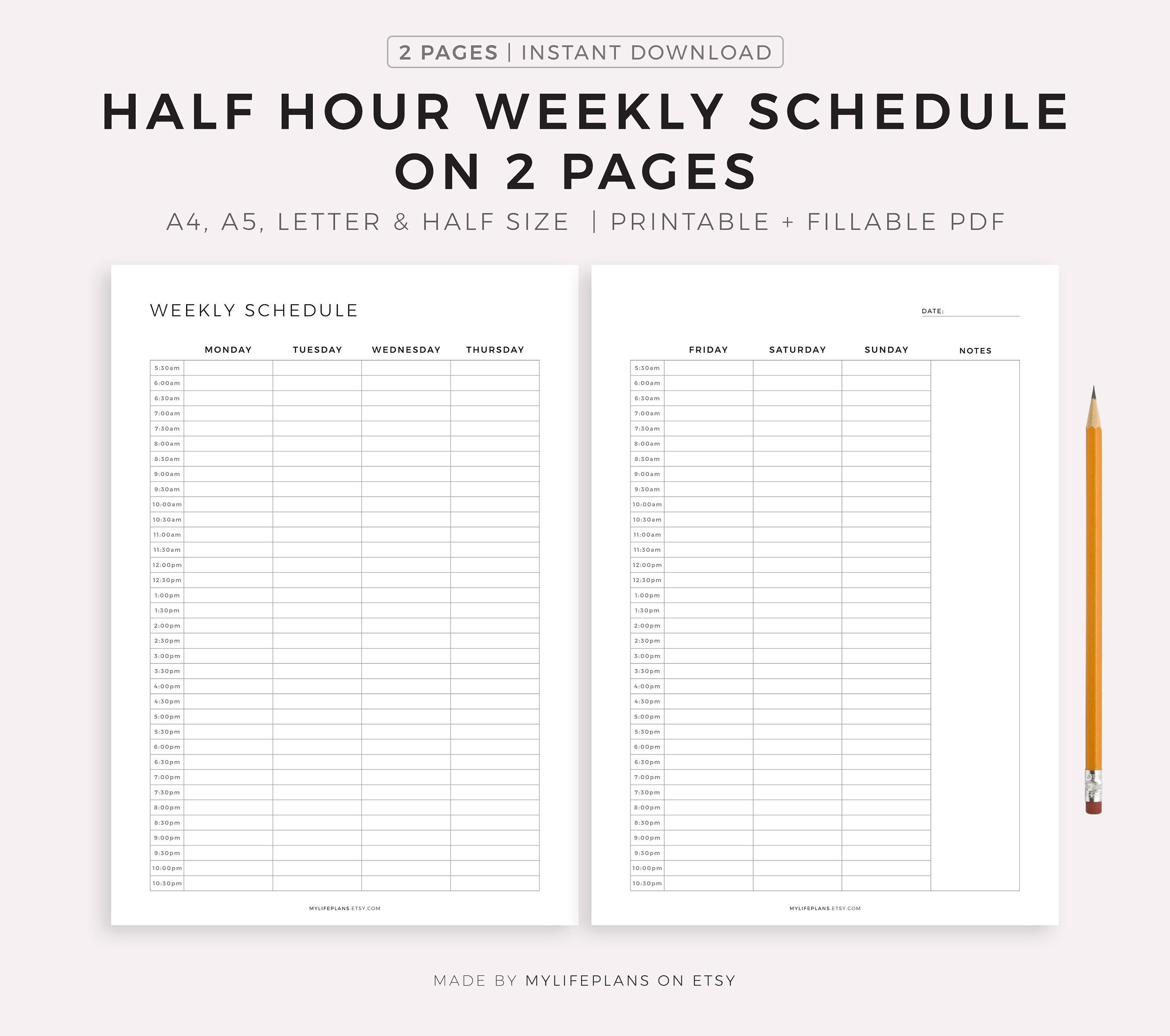 Paper & Party Supplies Planner Printable Weekly Agenda HALF LETTER ...