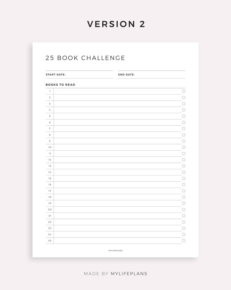 Book Reading Challenge, Printable Template for Happy Planner Classic ...