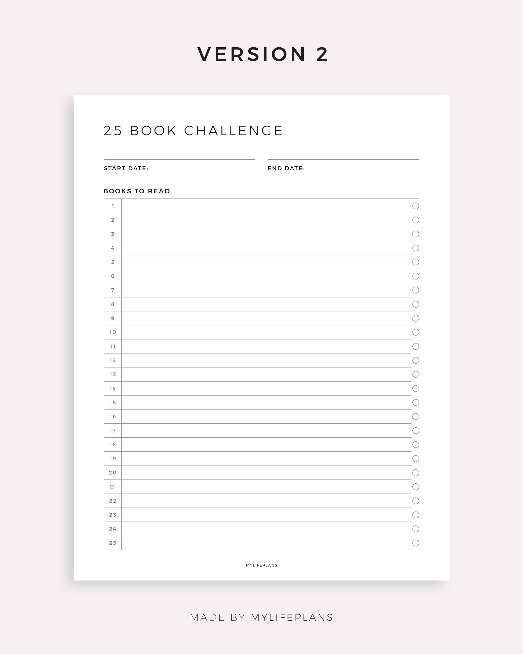 Book Reading Challenge, Printable Template for Happy Planner Classic ...