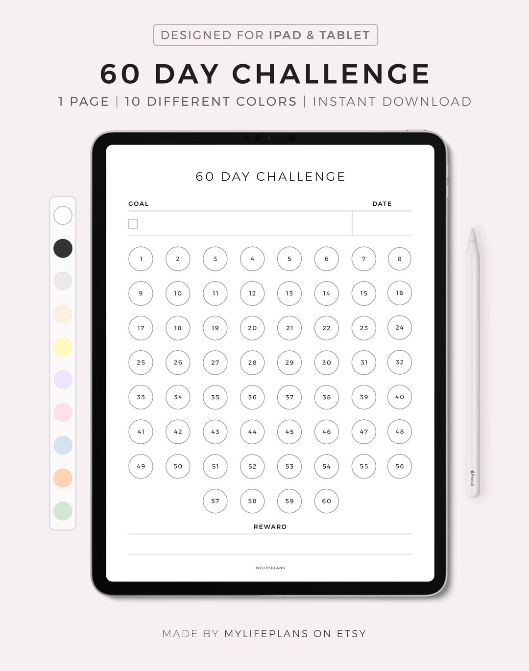 60 Day Challenge Digital Planner, Goal Setting, Progress Tracker, Habit ...