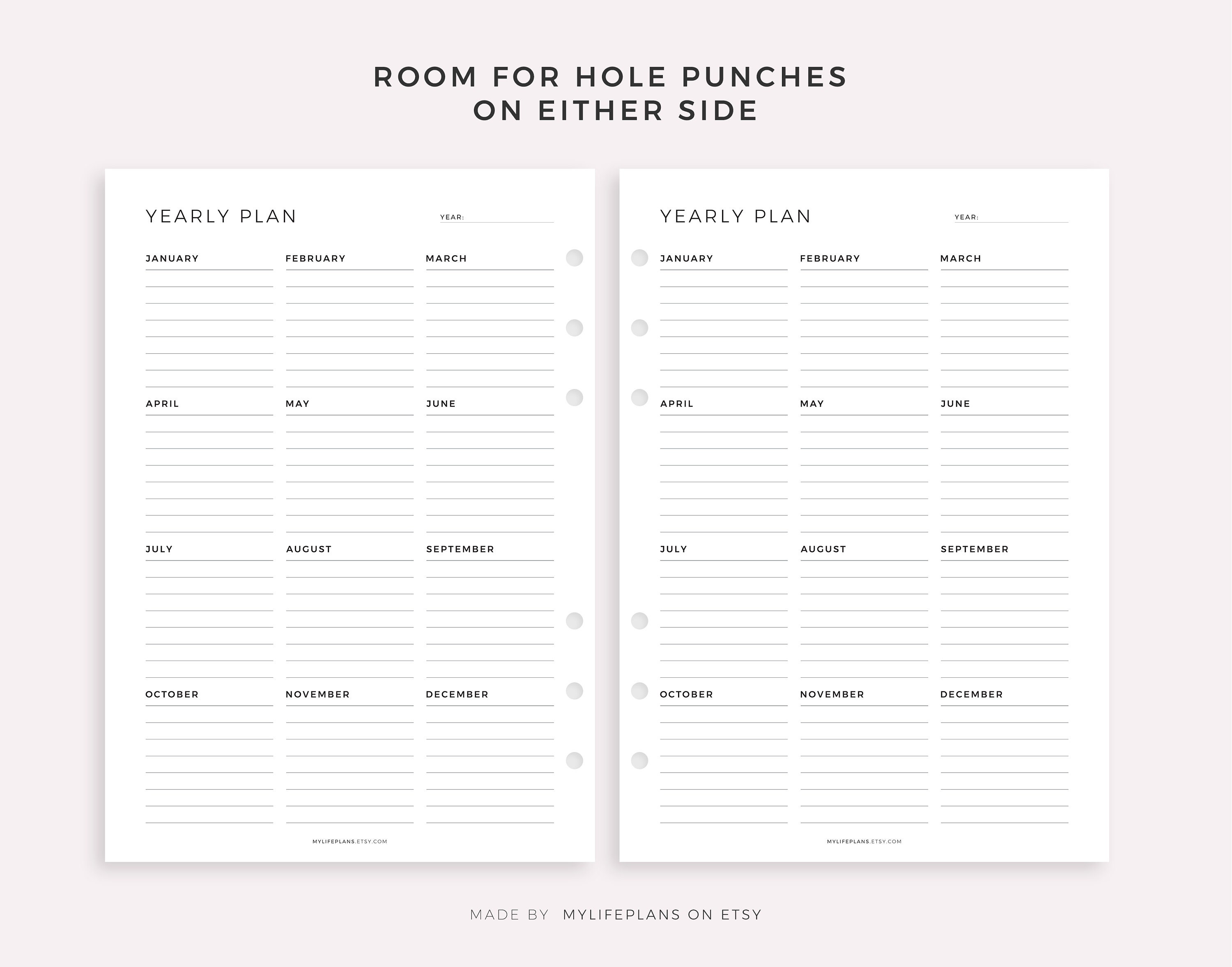 Yearly Overview Printable Yearly Planner on One Page Year At | Etsy