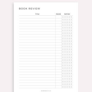 Simple Book Review Template Printable, Book Log and Review, Book Rating ...