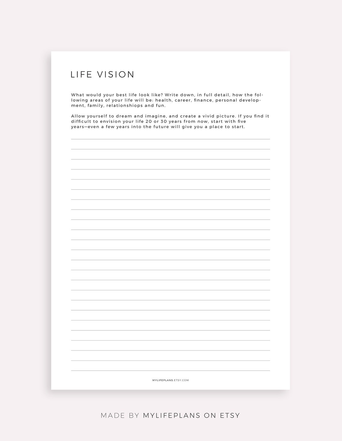 Life Vision Planner Dream Life My Future Life My Best Life - Etsy