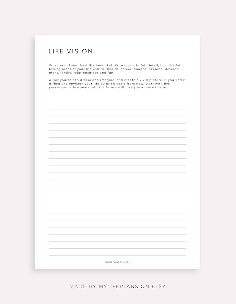 Life Vision Planner, Dream Life, My Future Life, My Best Life, Goal ...