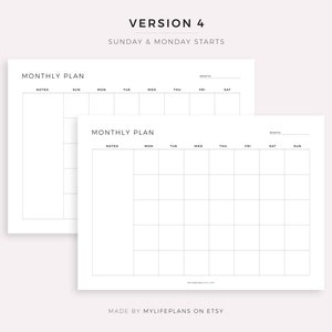 Undated Monthly Planner With Notes, Monthly Organizer, Month at a ...