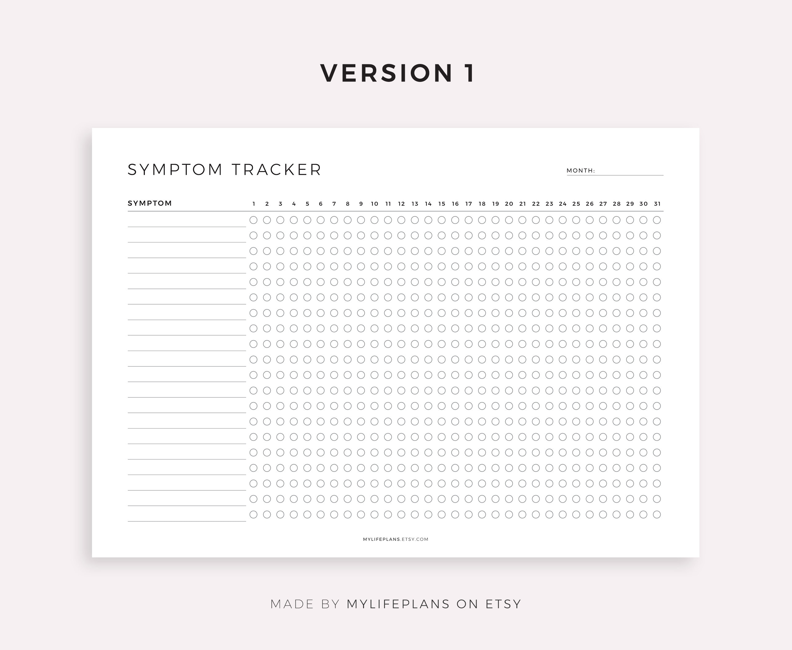 Symptom Tracker Printable Landscape Symptom Frequency - Etsy Canada