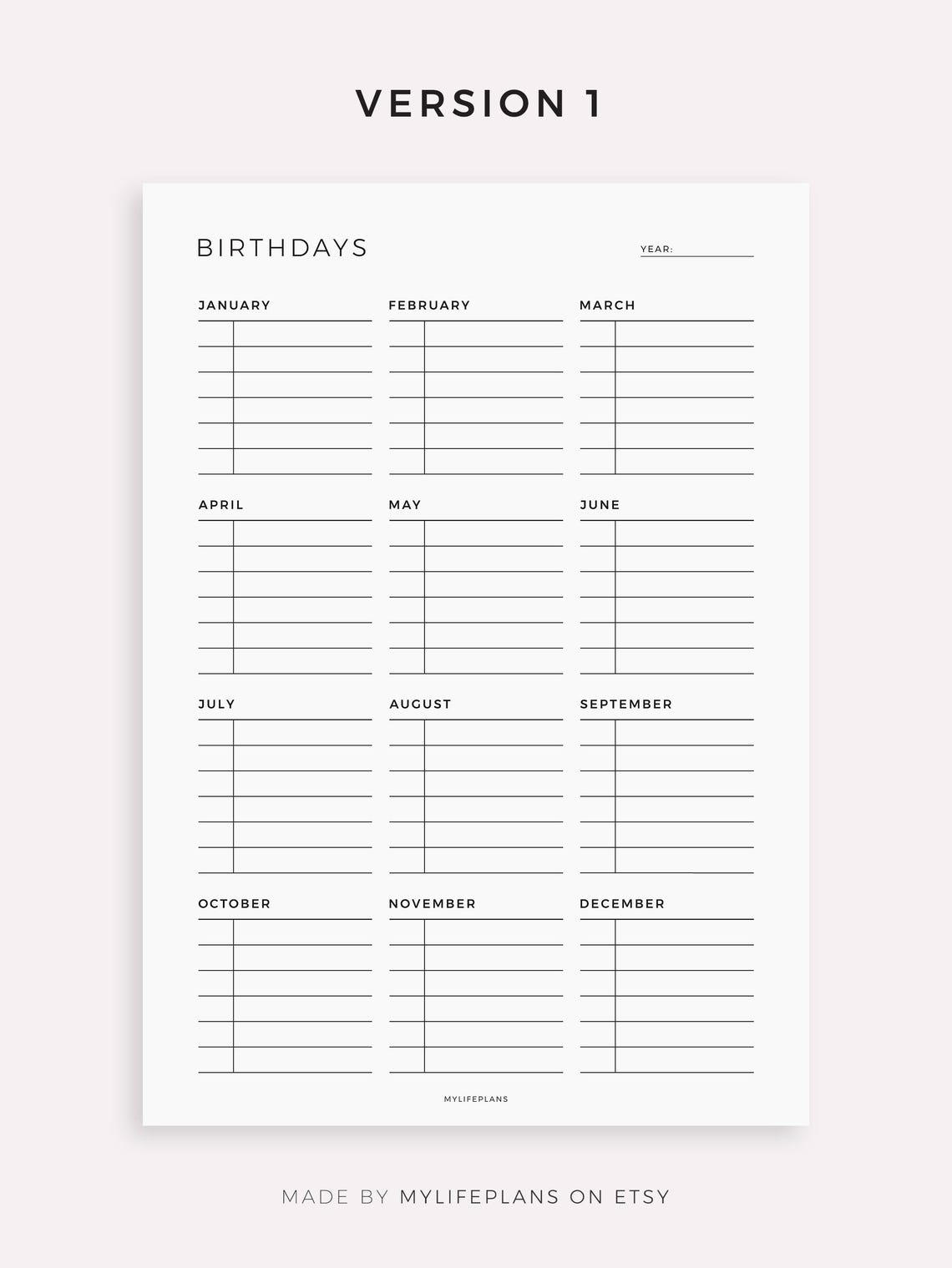Birthday Tracker Template for Remarkable Paper Pro, Instant Download - Etsy