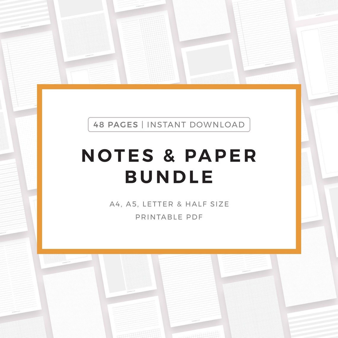 Notes Lined Graph & Dot Grid Paper Pages Bundle Printable - Etsy