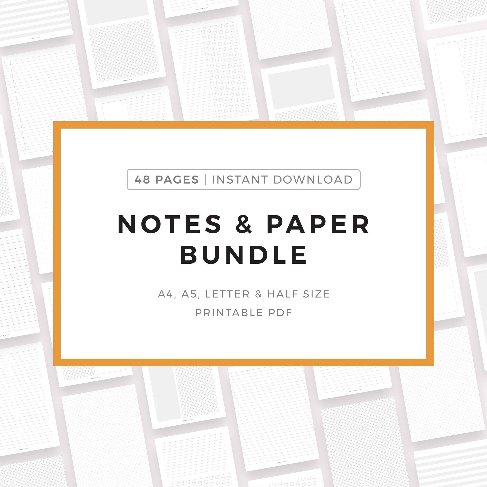 Notes Lined Graph & Dot Grid Paper Pages Bundle Printable - Etsy