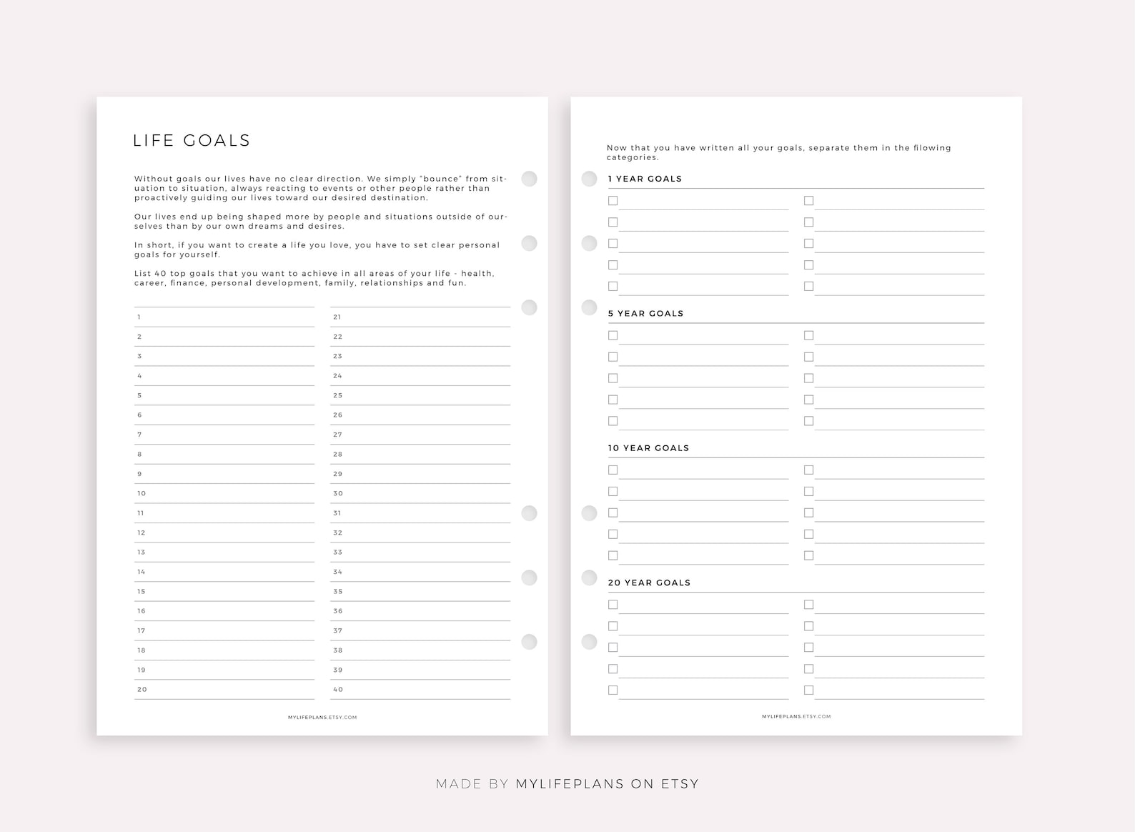 Life Goals Planner Goal Setting Life Vision Planner My - Etsy