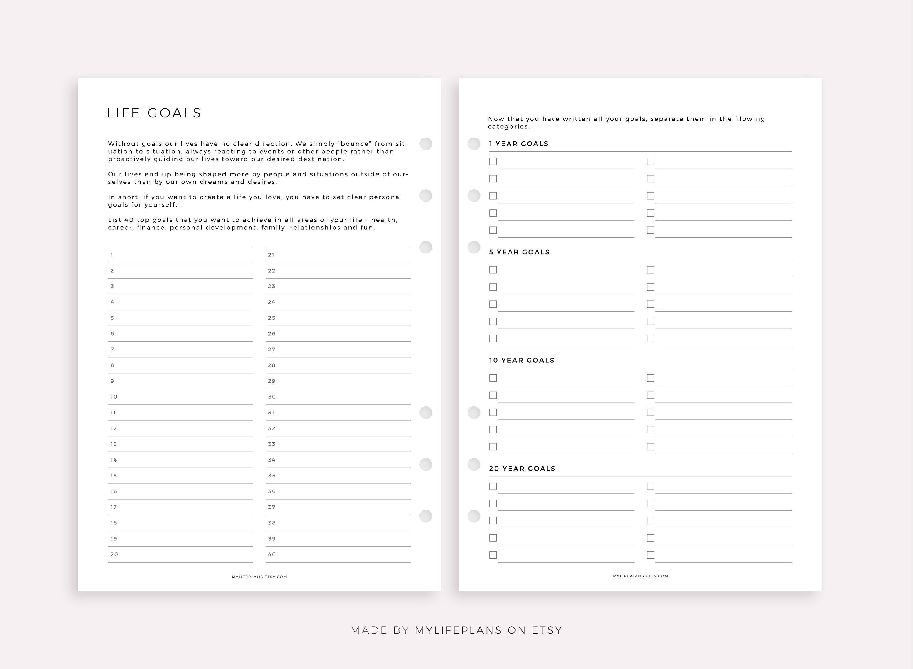 Life Goals Planner, Goal Setting, Life Vision Planner, My Future, Dream ...