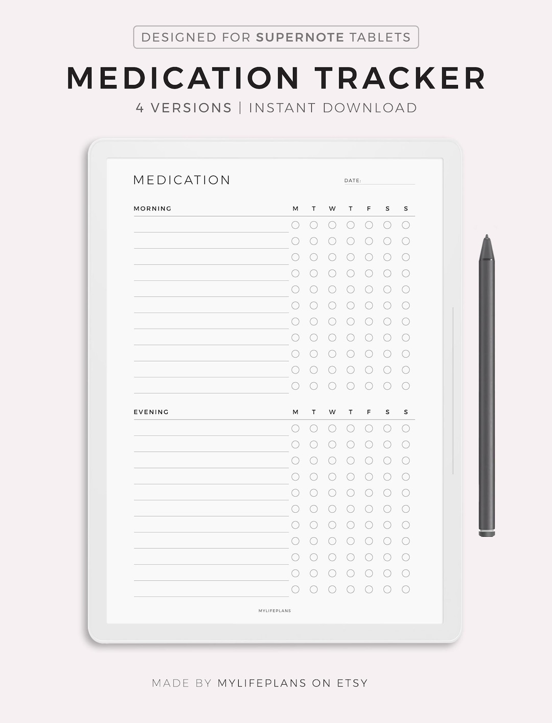 Daily Medication Tracker for Supernote A5X2/A5X/A5/A6X2/A6X/A6 ...