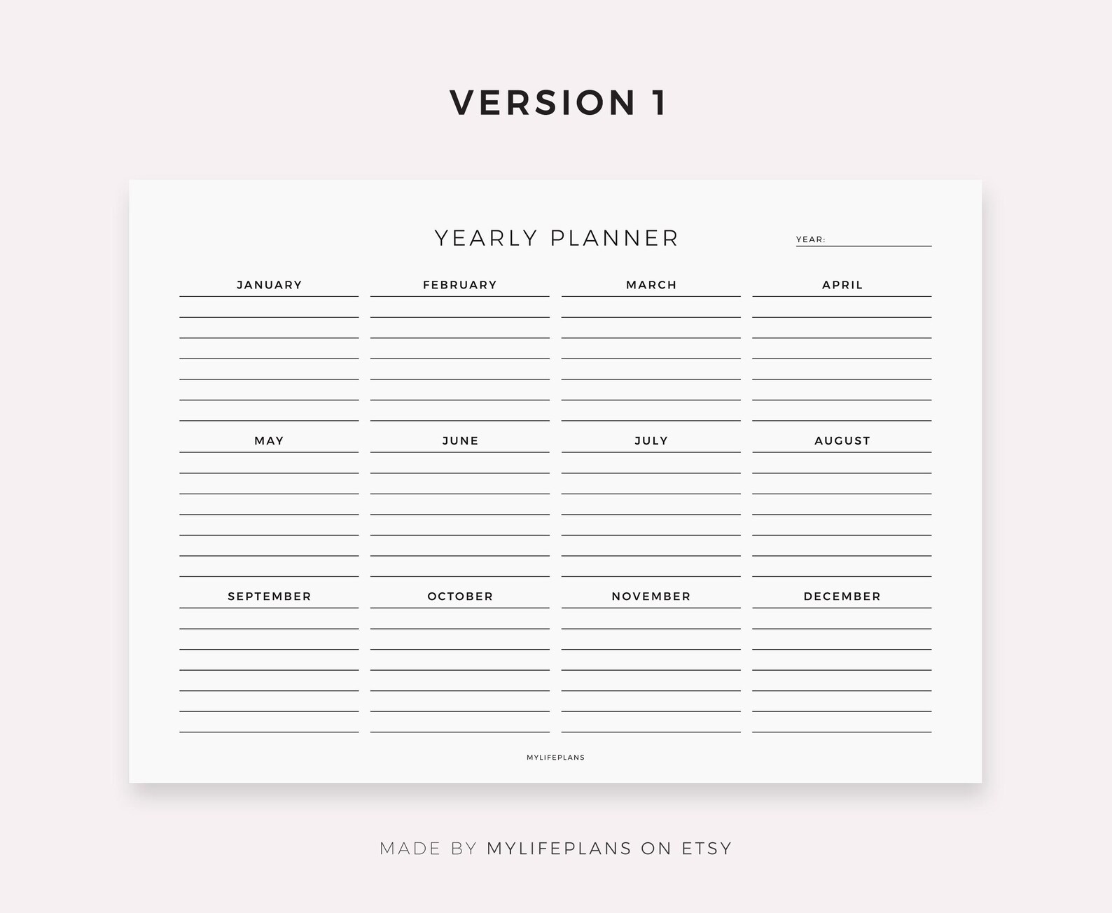 Yearly Overview Planner for Remarkable Paper Pro, Landscape, Yearly ...
