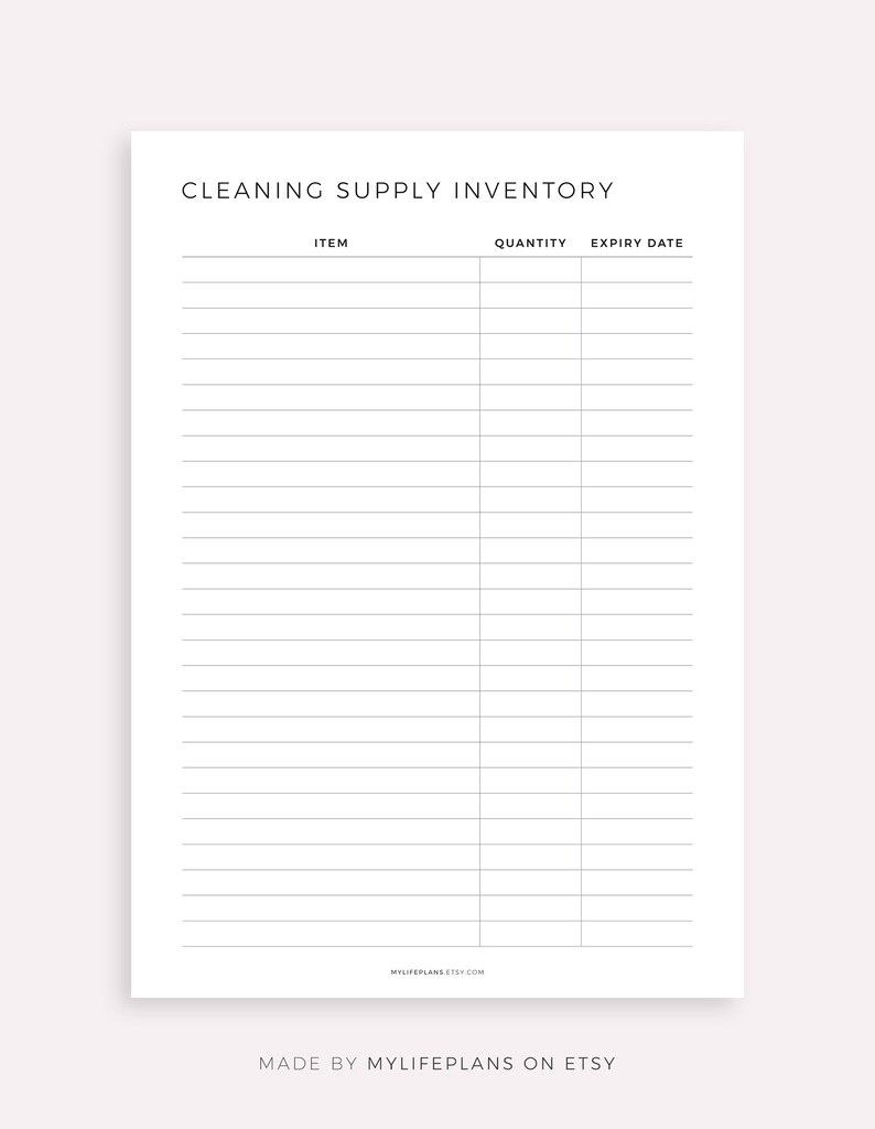 Printable Cleaning Supply Inventory Tracker for Home or Work - Sponges ...