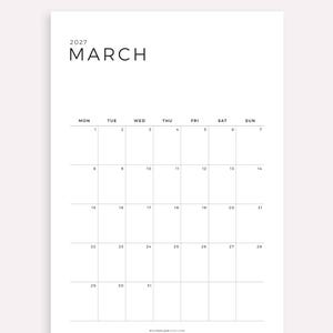 2027 Monthly Calendar Printable & Fillable, Year Calendar Template ...