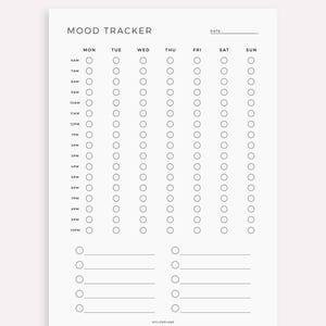 Hourly Mood Tracker for Remarkable Paper Pro, Weekly Mood Journal ...