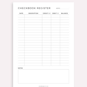 Checbook Register Printable, Check Transaction Tracker, Checkbook Log ...