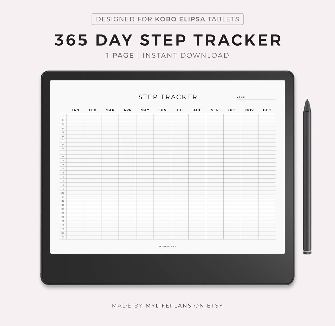365 Day Step Tracker for Kobo Elipsa 2e / 1, Landscape, Daily Step ...
