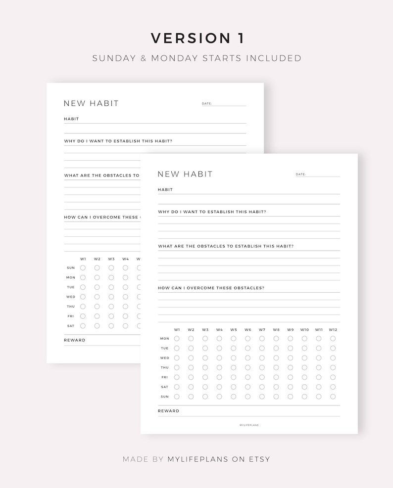 Build a New Habit Planner, 12 Week Habit Tracker Journal, New Routine ...