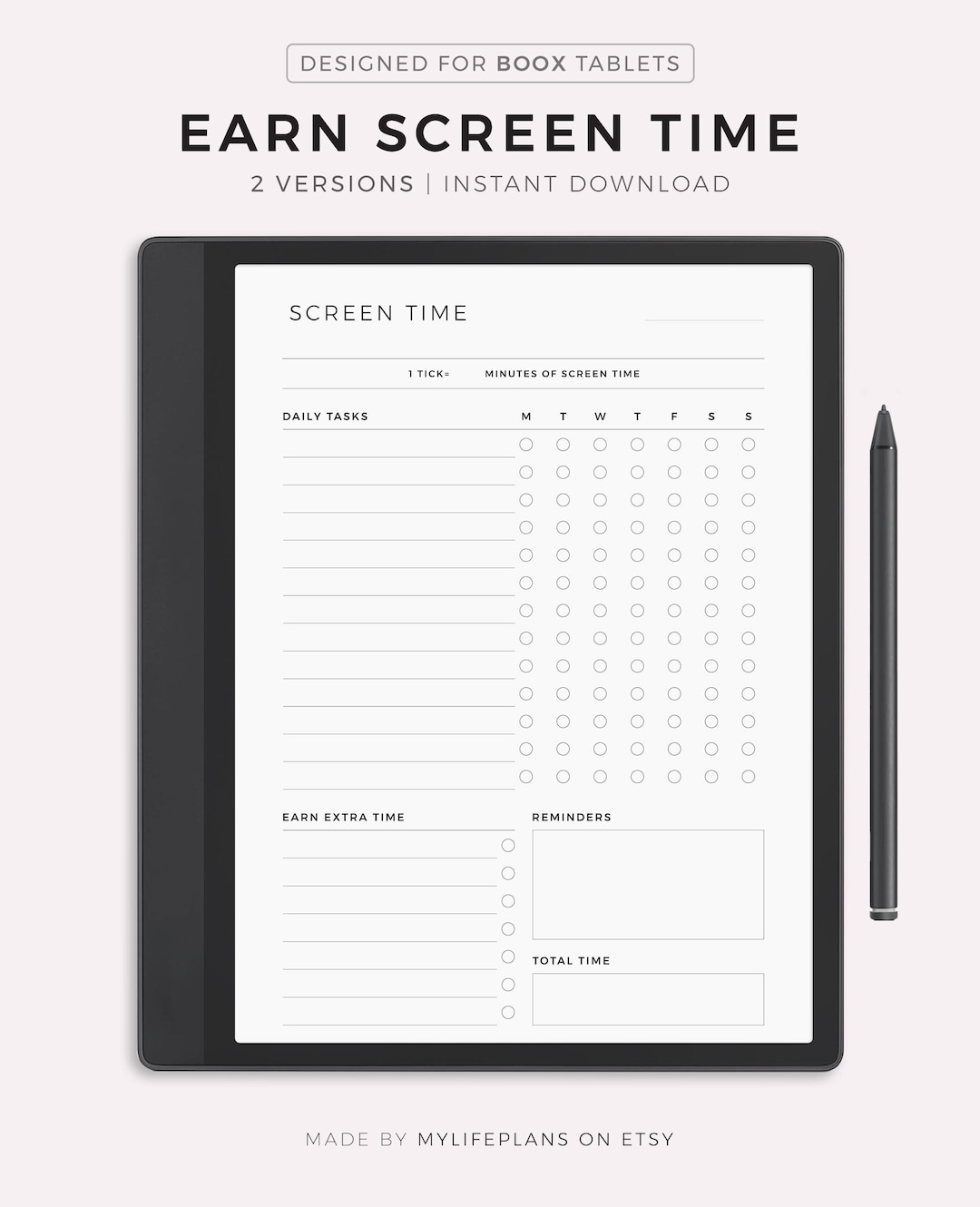 Earn Screen Time Checklist for Teenagers / Kids, Screen Time Chore ...