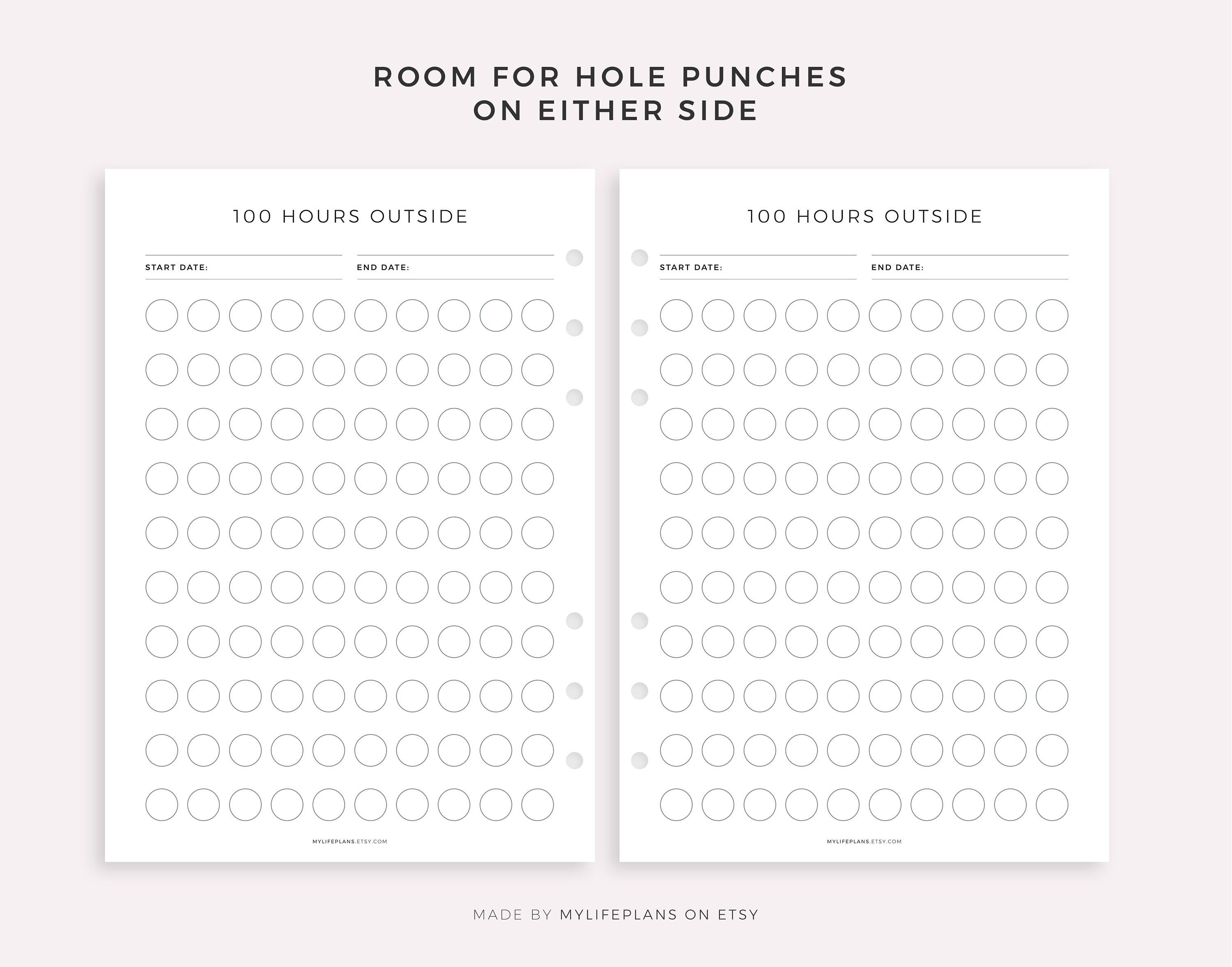 100 Hours Outside Tracker Printable Track Your Time Outdoors - Etsy UK