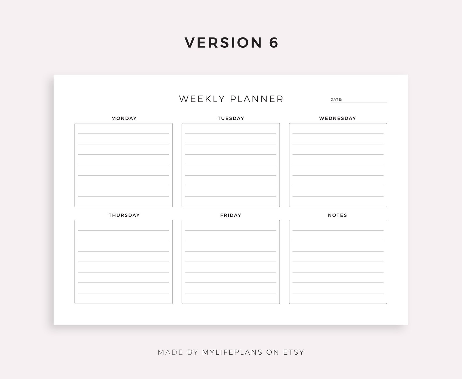 Five Day Weekly Planner Printable to Do List, Weekly Schedule, Week at ...