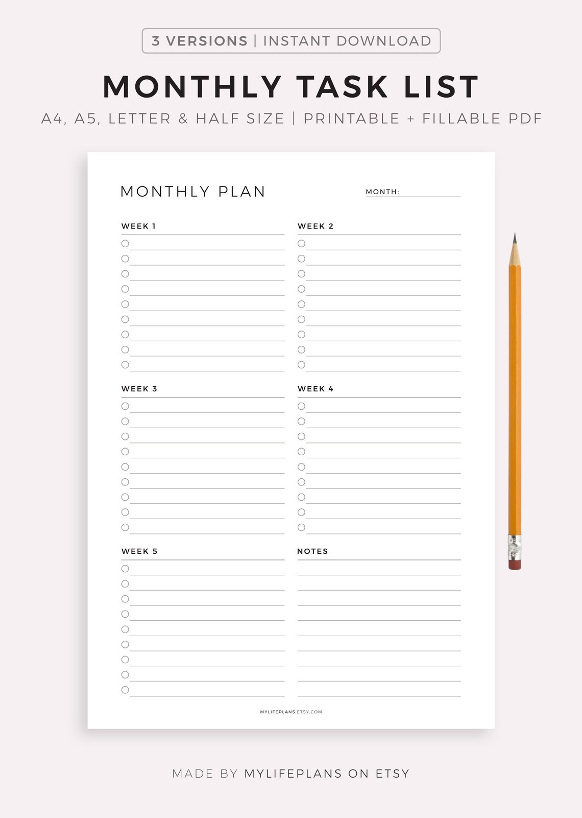 Monthly Task List Monthly Planning Printable to Do List - Etsy