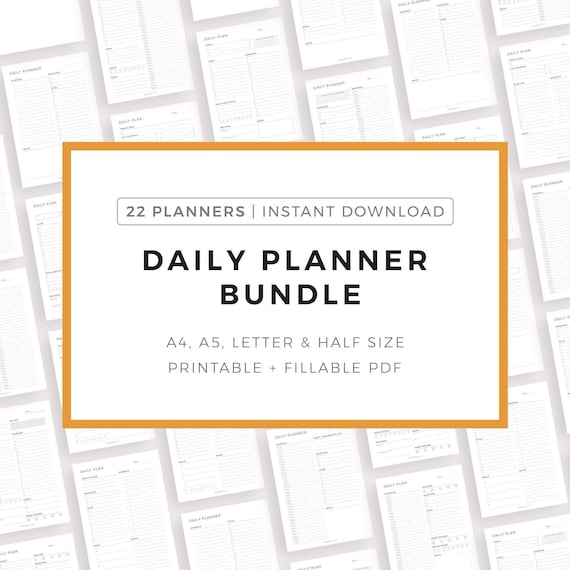 Daily Planner Inserts Bundle Daily Schedule Printable Daily - Etsy