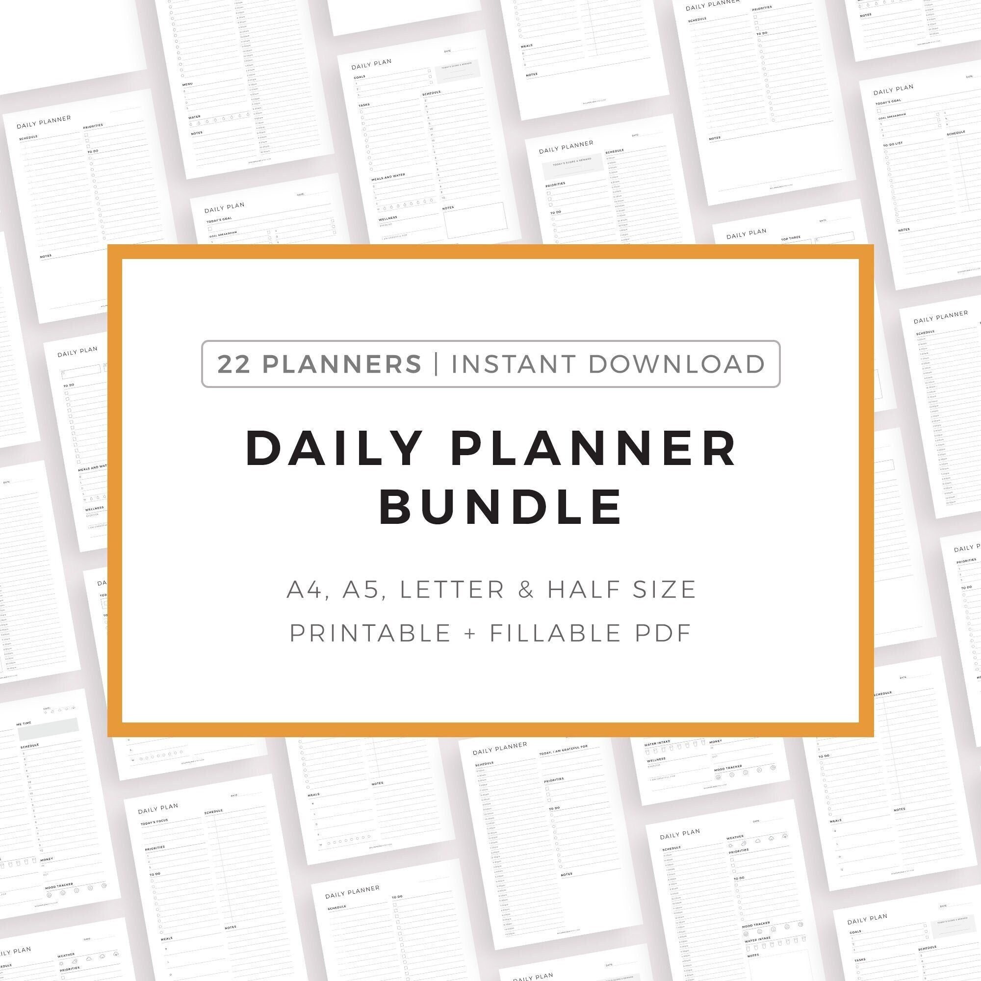 Paper Planner Bundle 4 Color Pack Daily Planner and Hourly Planner ...