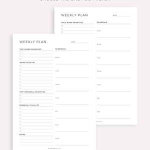 Work From Home Weekly Planner Printable, Weekly to Do List for Work ...