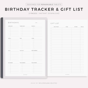 Birthday Tracker & Gift List Template, Birthday Planner, Birthday and ...