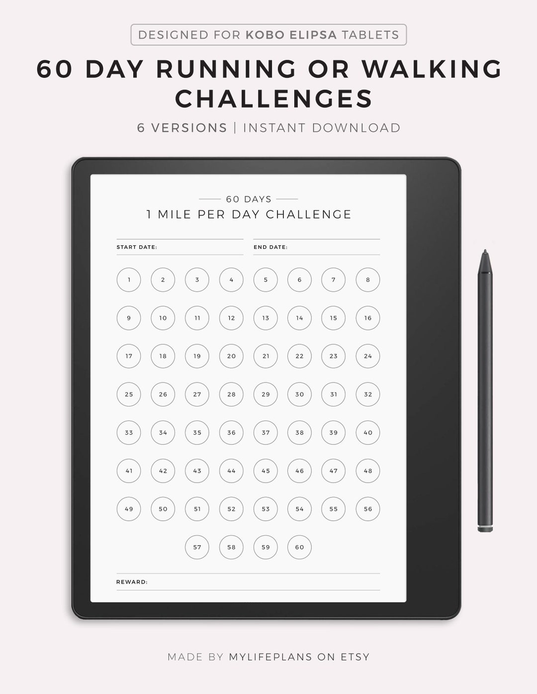 60 Day Running or Walking Challenge, Daily Workout Challenge, Health ...