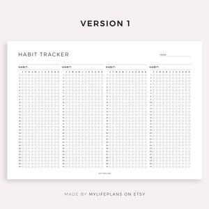 Digital Yearly Habit Tracker Landscape, Routine Checklist, Habit ...
