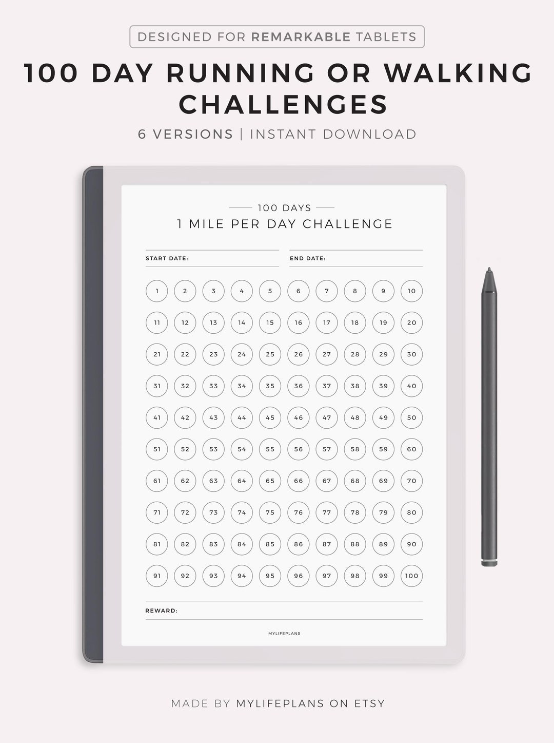 100 Day Running or Walking Challenge, Daily Workout Challenge, Health ...