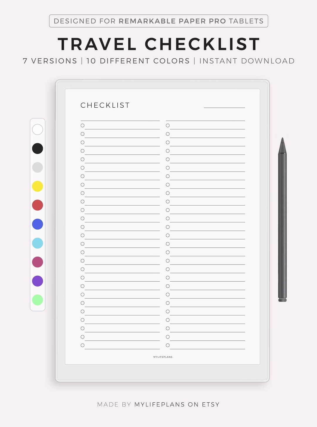 Blank Travel Checklist for Work / Vacation - Travel Documents ...