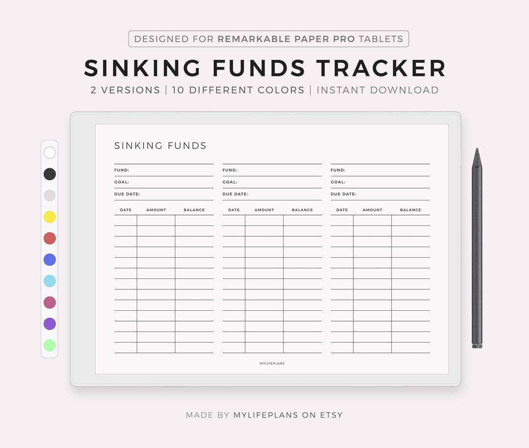 Sinking Funds Tracker for Remarkable Paper Pro, Instant Download - Etsy