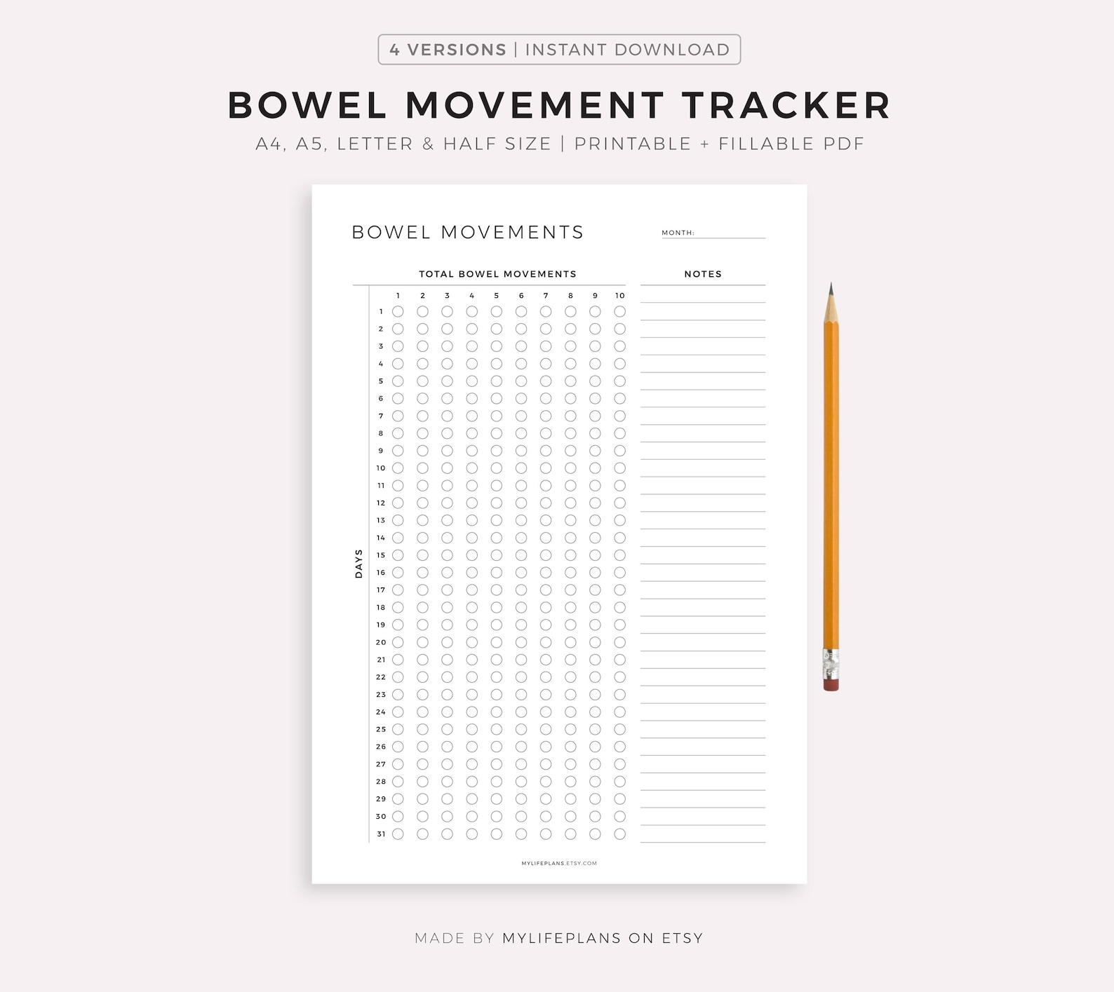 Bowel Movement Tracker Printable Template, Food Sensitivity Journal ...