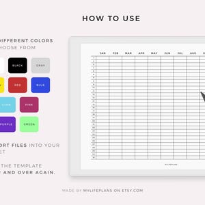 Undated Year Calendar for Remarkable Paper Pro, Year at a Glance, Year ...