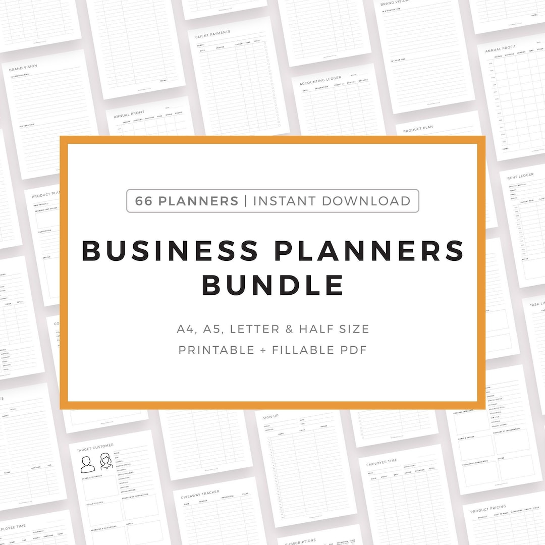 Business Planners Inserts Bundle Printable, A4/a5/letter/half Letter ...
