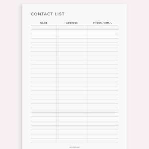 Contacts List Template for Kindle Scribe, Instant Download - Etsy