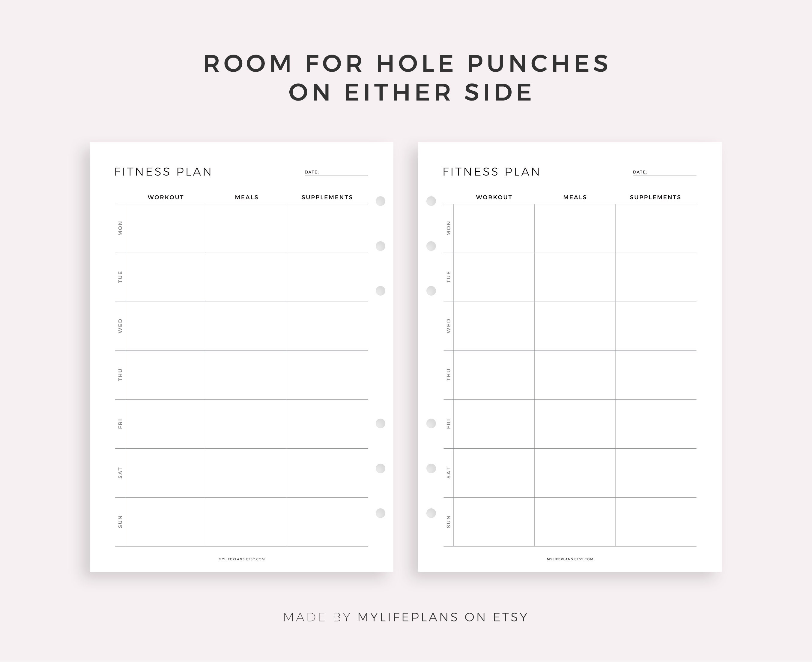 Weekly Fitness Planner Printable Workout Planner Meal - Etsy