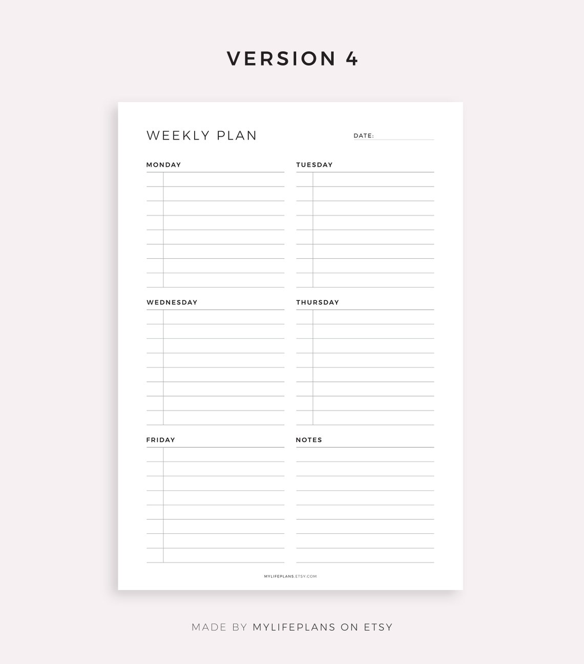Five Day Weekly Planner Printable Student Planner Desk | Etsy