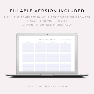 Yearly Overview Printable Landscape, Yearly Planner, Year at a Glance ...