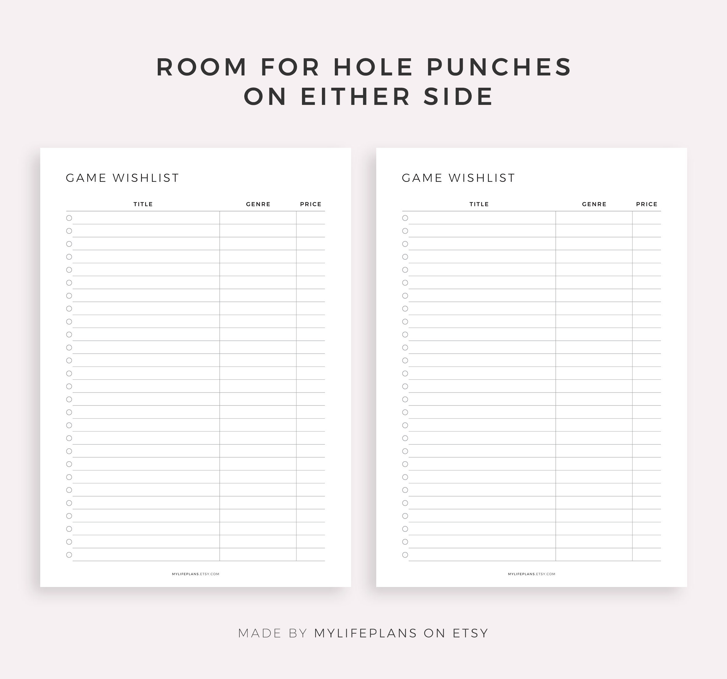 Video Games Wishlist Printable Page, A4/a5/letter/half Size, Instant ...