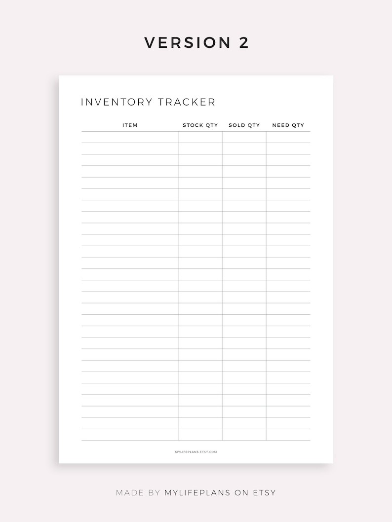 Inventory Tracker Printable, Inventory Management Form, Inventory Sheet ...