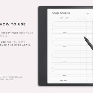 Daily Food Journal & Nutrition Chart Template, Food Log, Meal Tracker ...